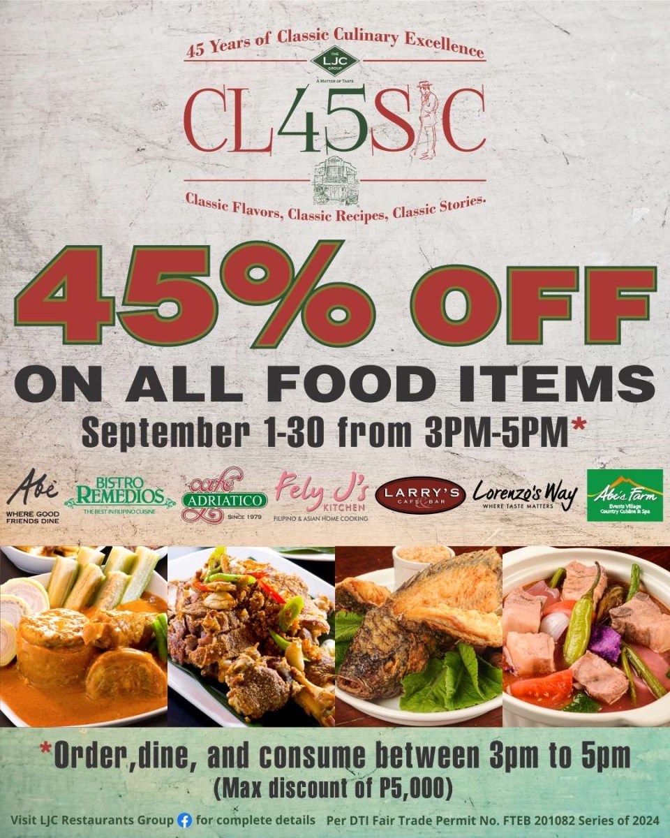 LJC Group celebrates 45th year with 45% discount off in all their food ...